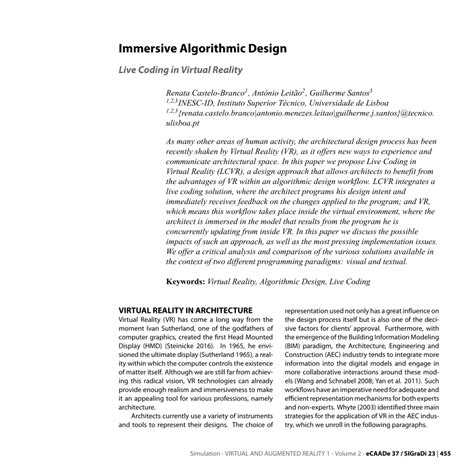 Pdf Immersive Algorithmic Design Live Coding In Virtual Reality