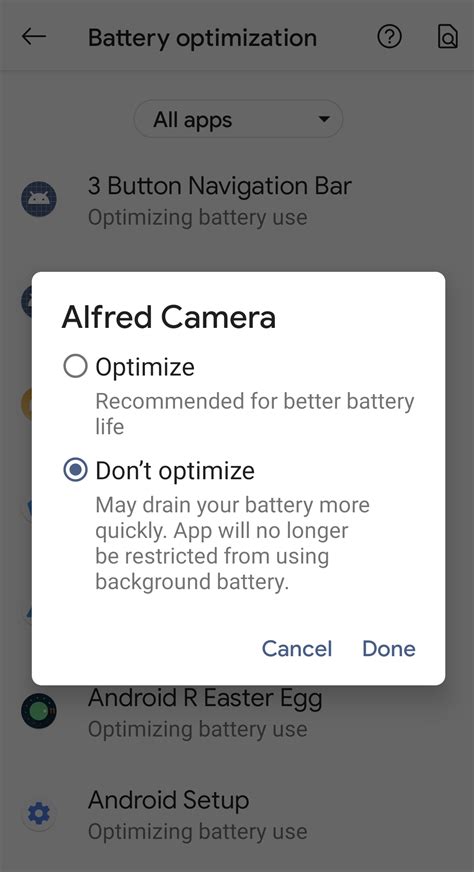 How Do I Turn Off Battery Optimization To Reduce Connection Issues Android AlfredCamera