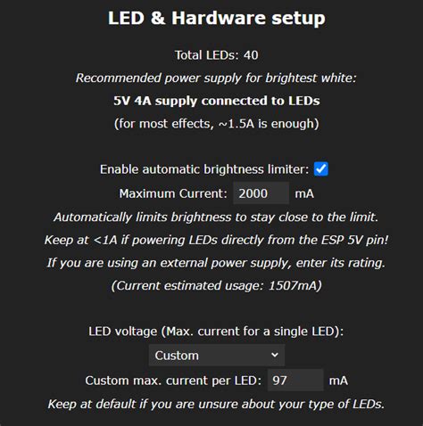 Wled Power Supply Settings Rwled