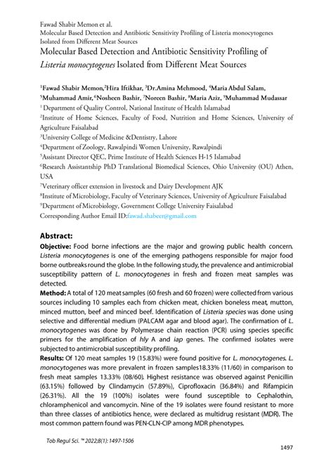 Pdf Molecular Based Detection And Antibiotic Sensitivity Profiling Of
