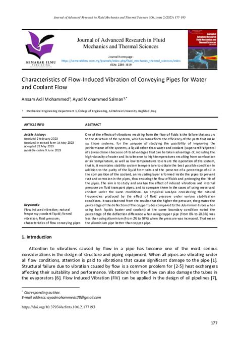 Pdf Characteristics Of Flow Induced Vibration Of Conveying Pipes For