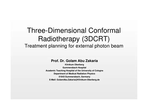 [ppt] Three Dimensional Conformal Radiotherapy 3dcrt Treatment Planning Powerpoint
