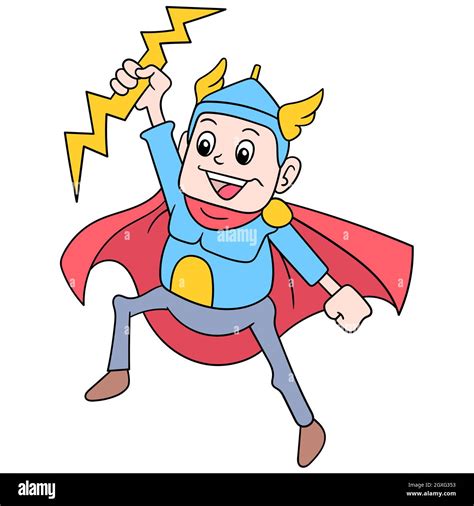 Superhero Thor God Controlling Lightning As His Man Style Stock Vector Image And Art Alamy