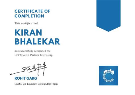 Kiran Bhalekar On Linkedin Cft Completed Internship Internshala