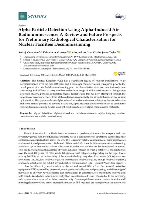 Pdf Alpha Particle Detection Using Alpha Induced Air Radioluminescence A Review And Future