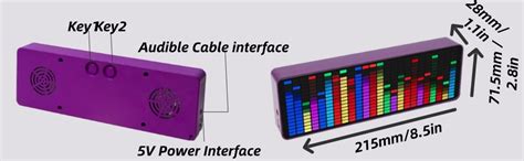 Music Spectrum Display 384 Led Audio Spectrum Analyzer With Clock 20 Dynamic 7 Color Music