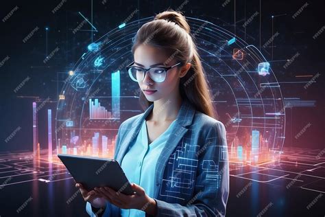 Premium Photo Software Coding Hologram And Woman On Tablet Thinking Of Data Analytics