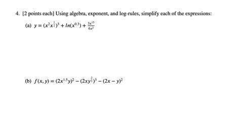 Solved 4 2 Points Each Using Algebra Exponent And