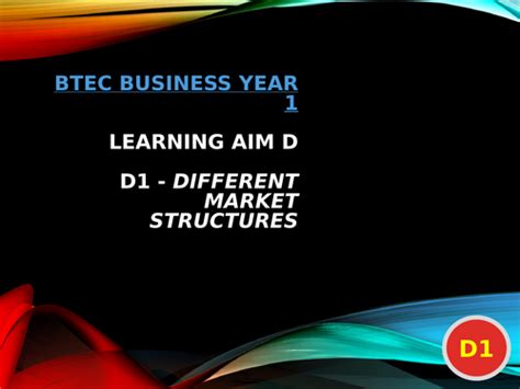 Edexcel Btec Business Level 3 Unit 1 Exploring Business Complete Learning Aim D Powerpoint