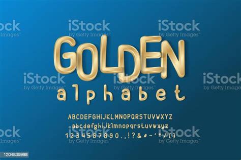 우아한 황금 알파벳입니다 대문자 와 소문자 숫자 얇은 응축 벡터 글꼴 골드 색상 그라데이션 네이비 블루 그라데이션 배경 3차원 형태에 대한 스톡 벡터 아트 및 기타 이미지