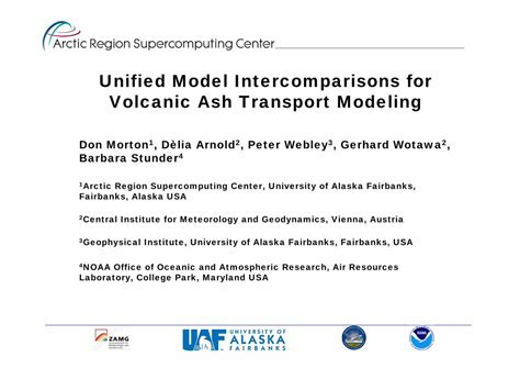 pdf unified model intercomparisons for volcanic ash transport · unified model
