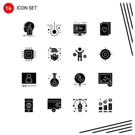 Set Of 16 Vector Solid Glyphs On Grid For Cpu Party Display Circus Screen Editable Vector Design