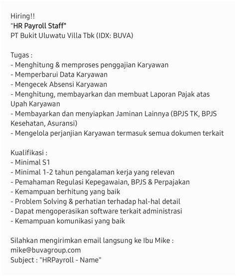 Dimas Erlangga Ahmad On Linkedin Hiring Hr Payroll Staff