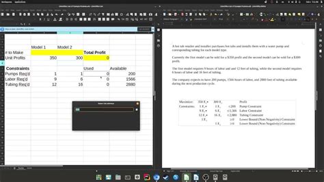 using libreoffice calc to solve linear programming problems youtube