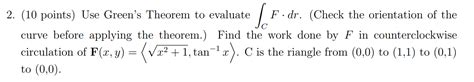 Solved 2 10 Points Use Green S Theorem To Evaluate Chegg Com