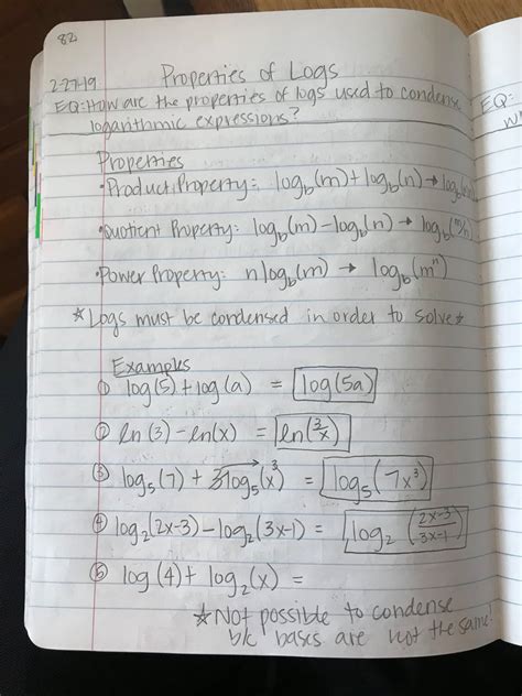 Unit 10 Logarithms Algebra 2 Coach James