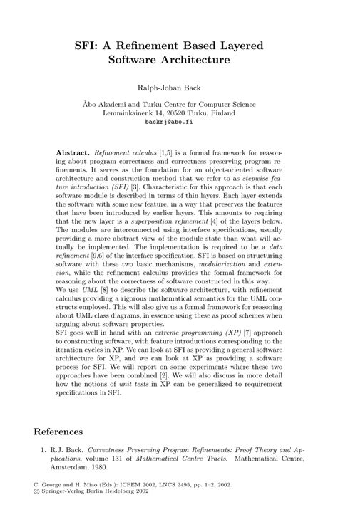 Pdf Sfi A Refinement Based Layered Software Architecture