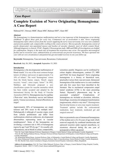 Pdf Complete Excision Of Nerve Originating Hemangioma A Case Report