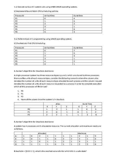Operating System Question Set 1 A Execute Various Io System Calls