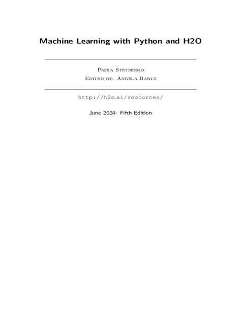 Fillable Online Machine Learning With Python And H2o 2024 Edition For