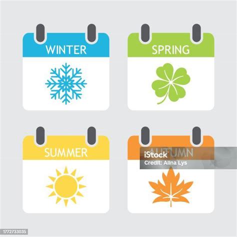 계절 아이콘 벡터 일러스트 레이 션의 집합입니다 고립된 배경에 사계절 겨울 봄 가을 여름 기호 개념입니다 0명에 대한 스톡 벡터 아트 및 기타 이미지 Istock