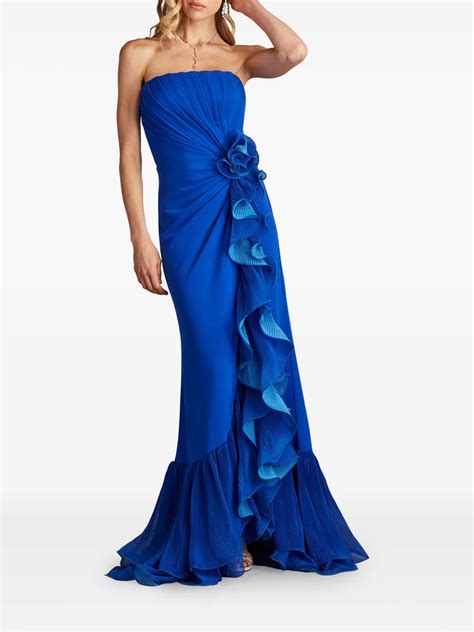 Tadashi Shoji Leith Gown Blue Farfetch