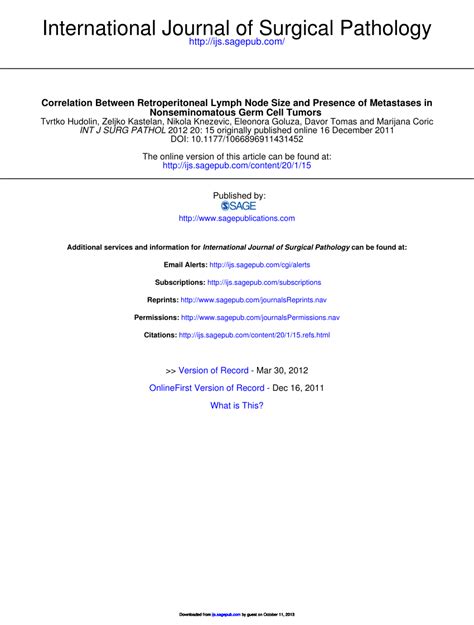 Pdf Correlation Between Retroperitoneal Lymph Node Size And Presence
