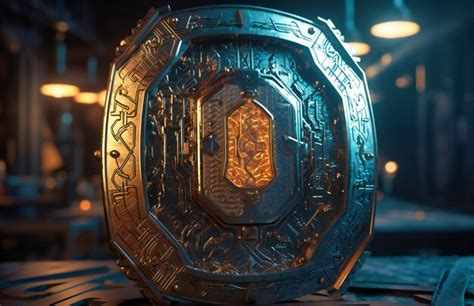 Premium Ai Image Security Shield On A Circuit Board Premium Ai Image Security Shield On A Circuit Board