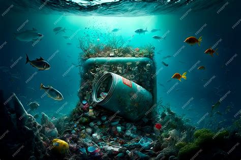 Pollution Par Les Poissons Et Le Plastiquepollution Des Bouteilles D