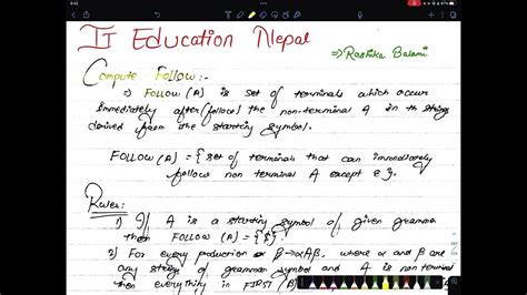 Unit 22 Compute Follow Ll1 Parsing Syntax Analysis Compiler