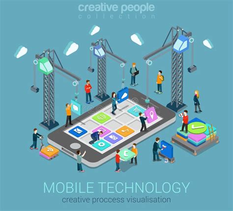 Mobile Application Development Concept Flat 3d Web Isometric Stock Vector Illustration Of