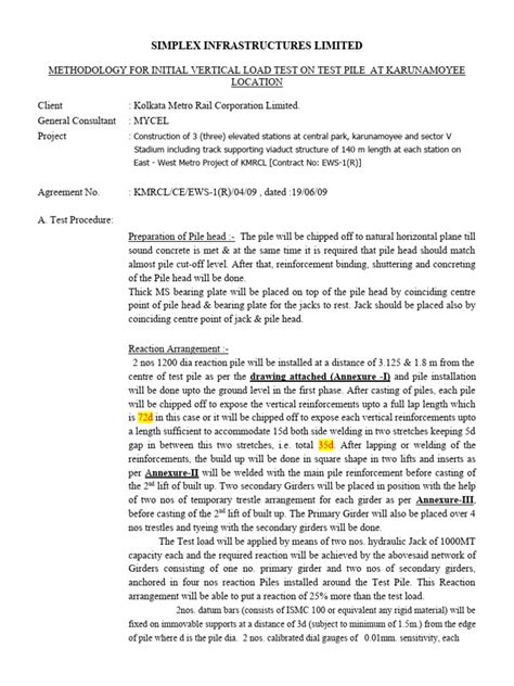 Load Test Methodology Central Park Pdf Deep Foundation Civil Engineering
