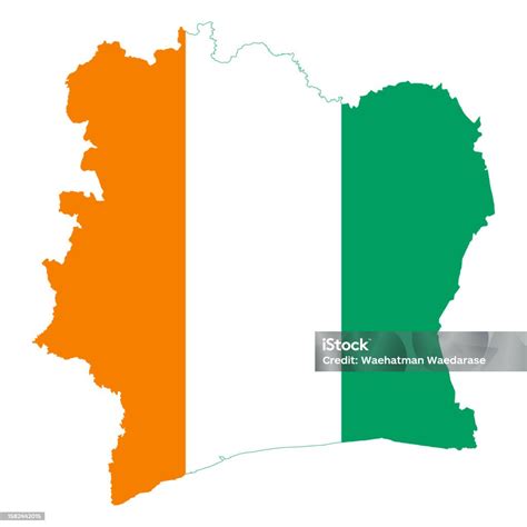 Ivory Coast Map Flag Vector Design Isolated On White Background Stock