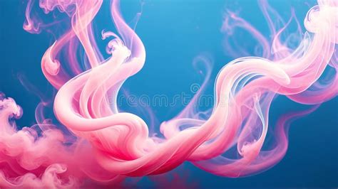 Vibrant Pink Swirls In Blue Space Abstract Fluid Motion And Colorful
