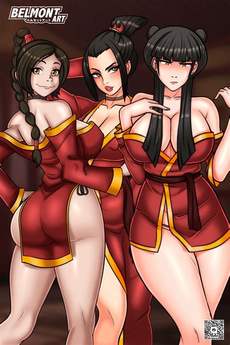 Rule 34 3girls Avatar The Last Airbender Azula Belmont Black Hair