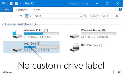 [fix] Windows Explorer Always Shows “local Disk” As Drive Label Name Askvg