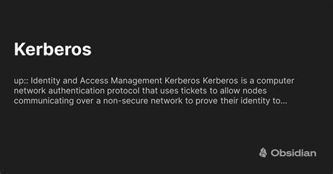 Kerberos Obsidian Publish