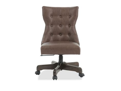 Armless Button Tufted Swivel Office Chair In Brown Mathis Brothers Furniture