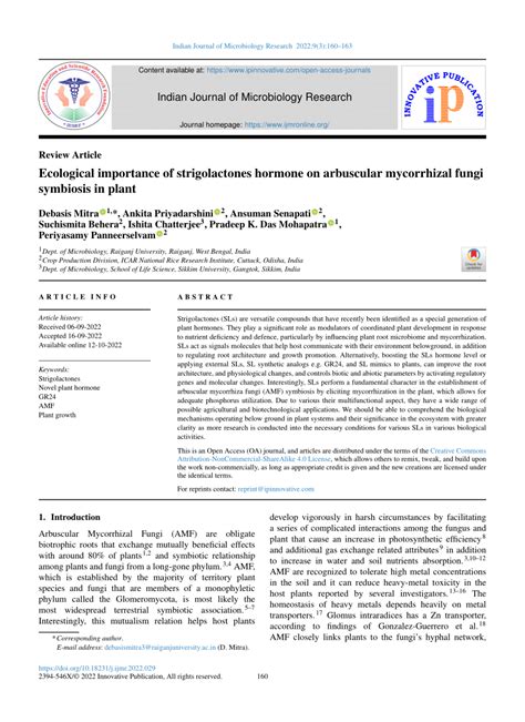 Pdf Ecological Importance Of Strigolactones Hormone On Arbuscular