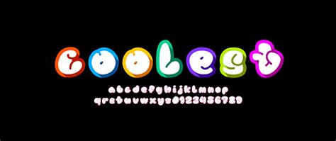 만화 멀티 컬러 글꼴 만화 스타일의 알파벳 대문자 및 숫자 벡터 일러스트 레이 션 10eps 기포에 대한 스톡 벡터 아트 및