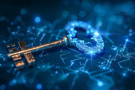 Secure Your Digital Assets Blue Background Key To Online Safety And Data Protection With