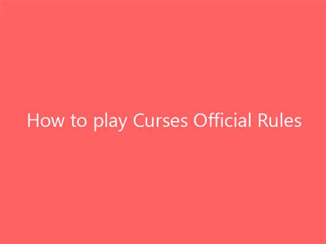 How To Play Curses Official Rules April 2025 Ultra Food Mess