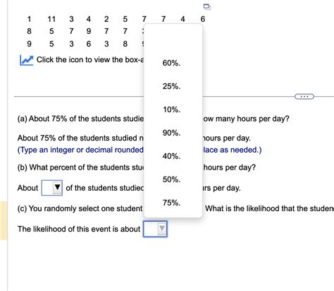 Solved Click The Icon To View The Box And Whisker Plot A Chegg
