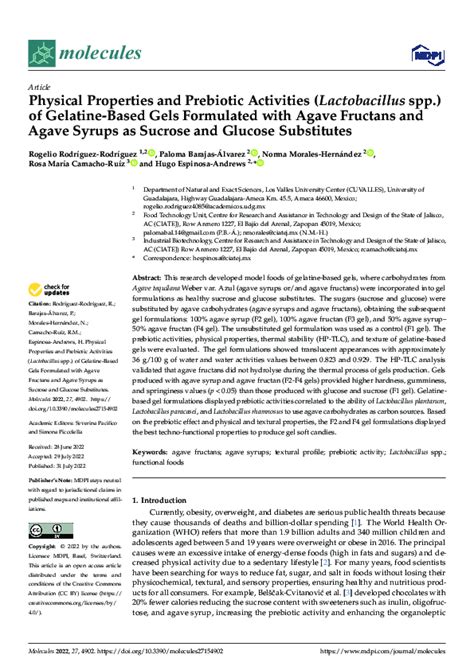 Pdf Physical Properties And Prebiotic Activities Lactobacillus Spp Of Gelatine Based Gels