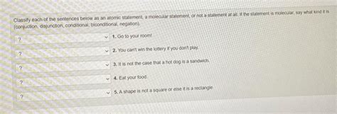 Solved Classify Each Of The Sentences Below As An Atomic