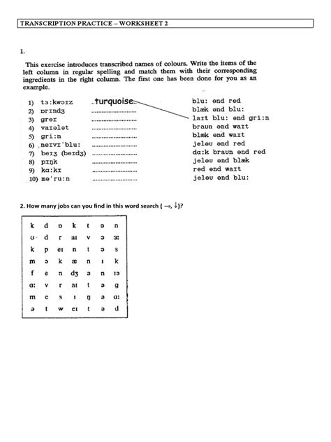 Transcription Practice Handout 2 Pdf