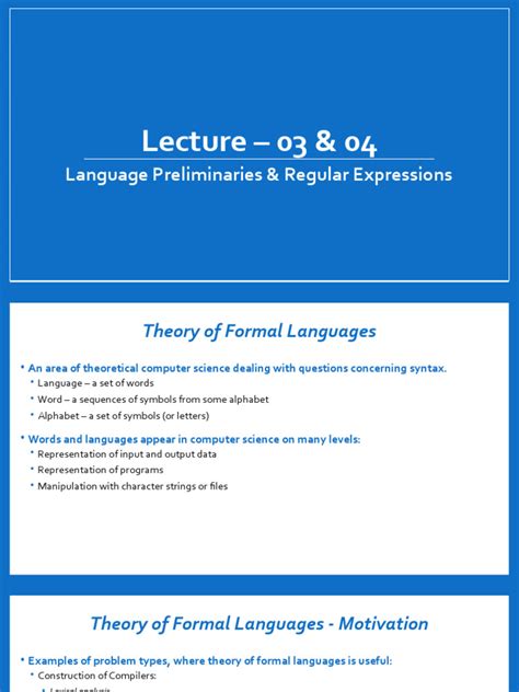 Toa Lecture 03 04 Language Preliminaries Regular Expressions Pdf