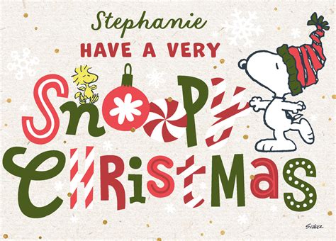 Personalised Editable Snoopy Word Art Christmas Card Hallmark Uk