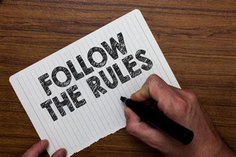 Writing Note Showing Follow The Rules Business Photo Showcasing Order Someone Stick To Certain