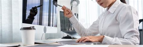 Asian Woman Programmer Typing Source Codes Programming On Computer In